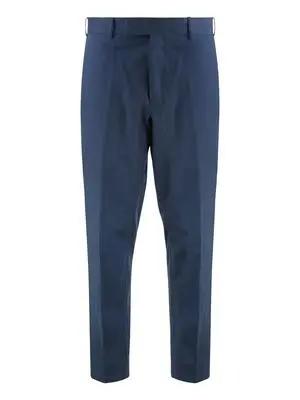 PT TORINO Silk-cotton Blend Slim-fit Trousers - Blue