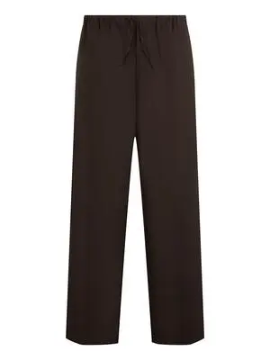 BOSS Virgin Wool Drawstring Loose Fit Trousers - Black