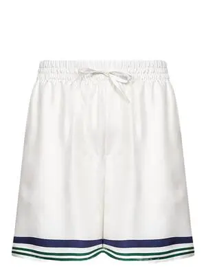 Casablanca Hotel Emblem Silk Shorts - White