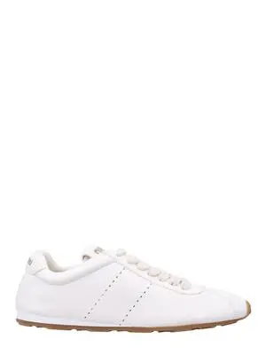 Miu Miu Plume Nappa Leather Perforated Sneakers - Bianco