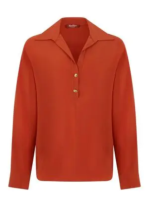 MAX MARA MAX MARA STUDIO Silk V-Neck Button-Up Shirt