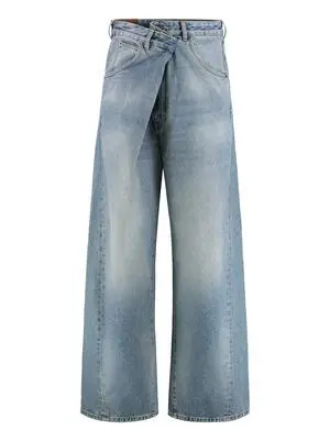 DARKPARK Wide-leg Asymmetrical Zip Jeans - Denim