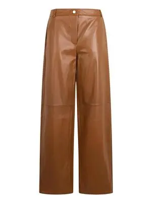 Max Mara High-waist Wide-leg Leather Trousers - Camel