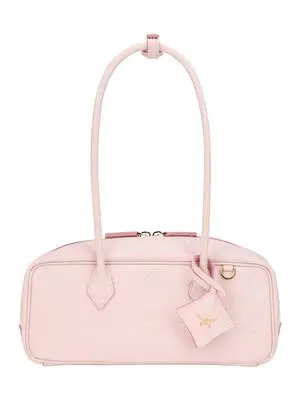 Mcm Leather Handbag With Top Handle And Charm Detail - Pink