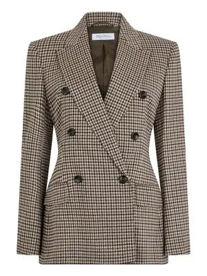 Max Mara Double-breasted Pied De Poule Wool-blend Blazer - Multicolor