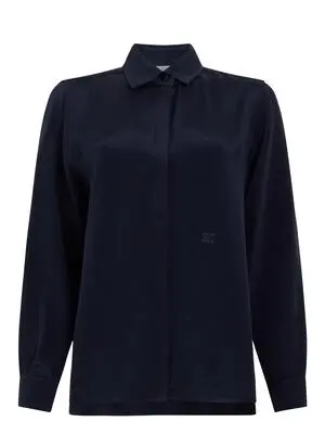 Max Mara Silk Long Sleeve Shirt - Blue