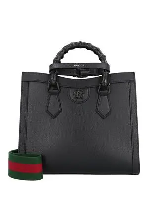 Gucci Mini Tote Handbag In Pebbled Calfskin - Black