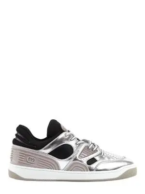 Gucci Logo Detail Sneakers - Silver/bla