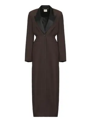 KHAITE KHAITE Bellow Satin Lapel Single-Breasted Long Jacket