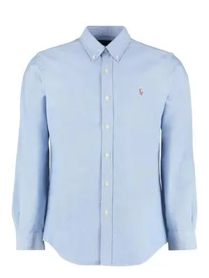 Polo Ralph Lauren Polo Ralph Lauren Ralph Lauren-Inspired Embroidered Cotton Button-Down Shirt Light Blue