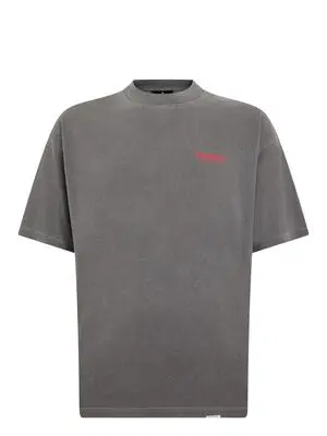 REPRESENT Represent Shaded Cotton T-Shirt With Discreet Front Logo Heather Grey
