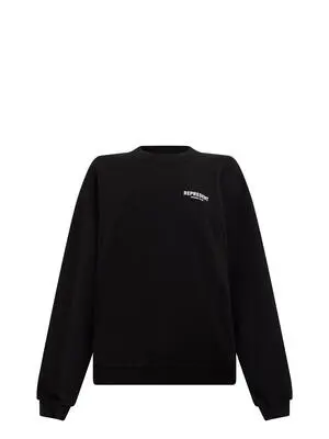 REPRESENT Cotton Crew Neck Sweatshirt With Discreet Chest Logo - Black