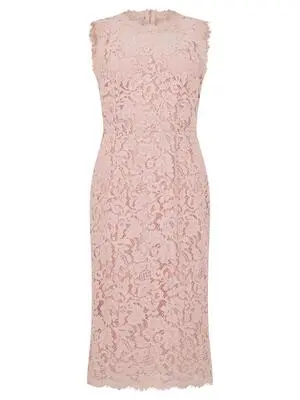 Dolce & Gabbana Sleeveless Lace Midi Dress - Pink