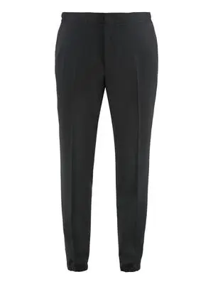 Zegna Wool-blend Stretch Trousers With Modern Cut - Black