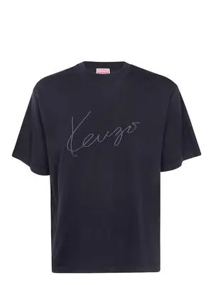 Kenzo Logo-embroidered T-shirt - Black
