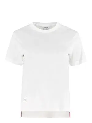 Thom Browne THOM BROWNE Asymmetric Hem Cotton Crew-Neck T-Shirt White
