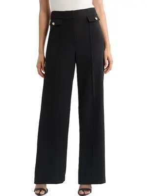 Elie Tahari Isla Seamed High Waist Straight Leg Pants - Noir