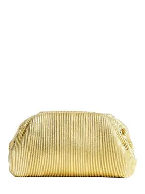 Topshop Metallic Pleated Clutch - Gold