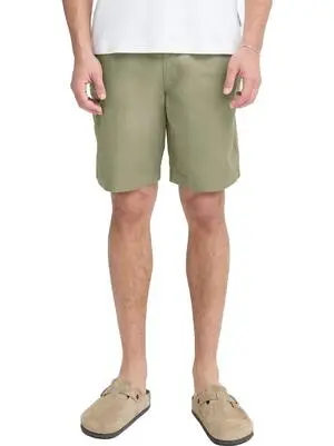 CASUAL FRIDAY Flat Front Cotton & Linen Chino Shorts - Mermaid