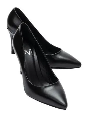 FOREVER & ALWAYS SHOES Moriel Leather Stiletto Pump Black