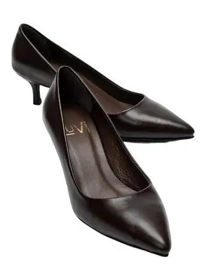 FOREVER & ALWAYS SHOES Jalen Leather Stiletto Pumps - Brown