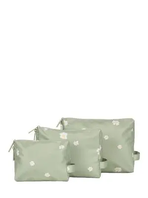 CALPAK 3-piece Water-resistant Zip Pouch Set - Daisy
