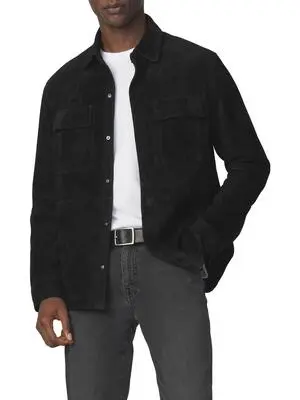 Joe's Jeans Suede Snap-up Overshirt - Black