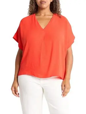 RAIN AND ROSE RAIN AND ROSE V-Neck Dolman Sleeve Top With Keyhole Closure Tomatoe