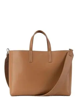 CALPAK Calpak Haven Faux Leather Laptop Tote Toffee
