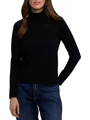 Foxcroft Mock Neck Crepe Knit Top - Black