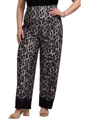 Foxcroft Arlette Cheetah Print Wide Leg Crepe Pants - Black/multi