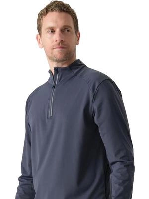 FIELDSHEER Everyday Quarter Zip Top With High Neck And Raglan Sleeves - Arctic Blue