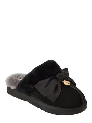 DEARFOAMS Sydney Dream Bow Scuff Slippers - Black