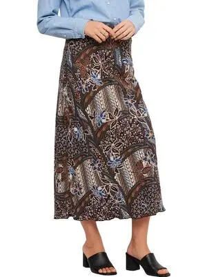 Karen Kane Bias Cut Midi Skirt - Brown Print
