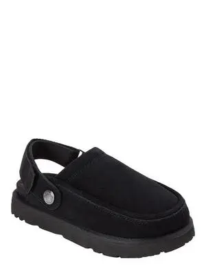 DEARFOAMS Dearfoams Fireside Convertible Mule Slippers With Genuine Suede And Shearling Black