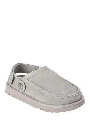 DEARFOAMS Dearfoams Fireside Convertible Mule Slippers With Genuine Suede And Shearling Smoke