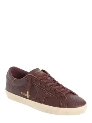 GOLDEN GOOSE Super-star Distressed Leather Sneakers - Bordeaux