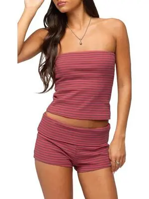 EDIKTED Monikah Striped Strapless Tube Top - Red