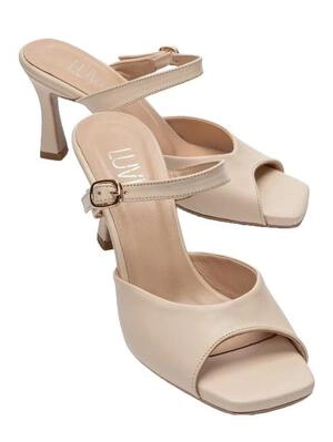 FOREVER & ALWAYS SHOES Forever & Always Shoes Urael Leather Stiletto Strap Sandal Beige