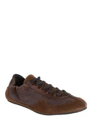 Cecilie Bahnsen Suede And Embroidered Sneakers - Brown
