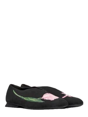 Camper Casi Myra Twins Floral Ballerina Flats - Black