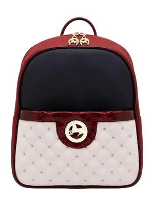 CAVALINHO Craft 538 Quilted Leather And Canvas Backpack - Navy/white/red