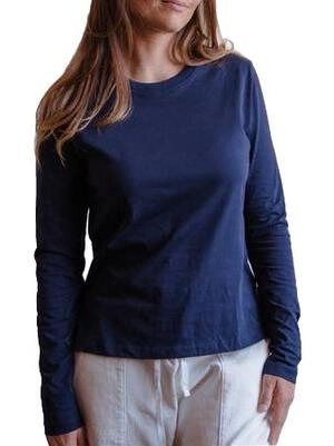 THE SIMPLE FOLK Long Sleeve Organic Cotton Top - Ocean Blue