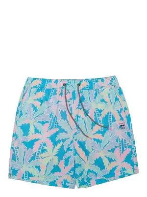 PARTY PANTS Tropical Palm Tree Swim Trunks - Cyan