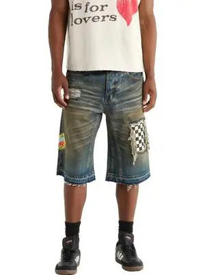 DIET STARTS MONDAY Venice Distressed Denim Shorts - Dark Indigo