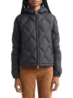 Moncler Arvouinne Quilted Down Jacket With Hood - Black
