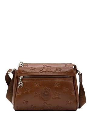 CAVALINHO Embossed Leather Crossbody Bag - Camel Brown