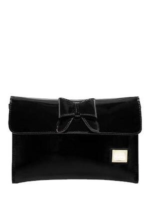 CAVALINHO Patent Leather Clutch Bag With Bow Detail - Black