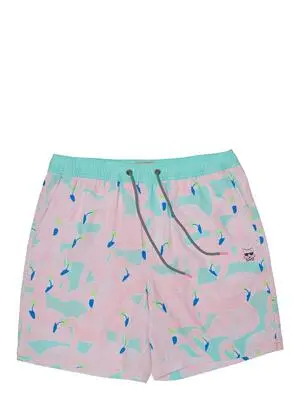 PARTY PANTS Flockin' Aye Happy Hour 5-inch Swim Trunks - Mint Green