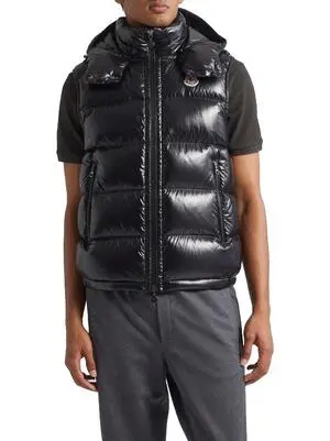 Moncler Bormes Down Puffer Vest With Removable Hood - Black